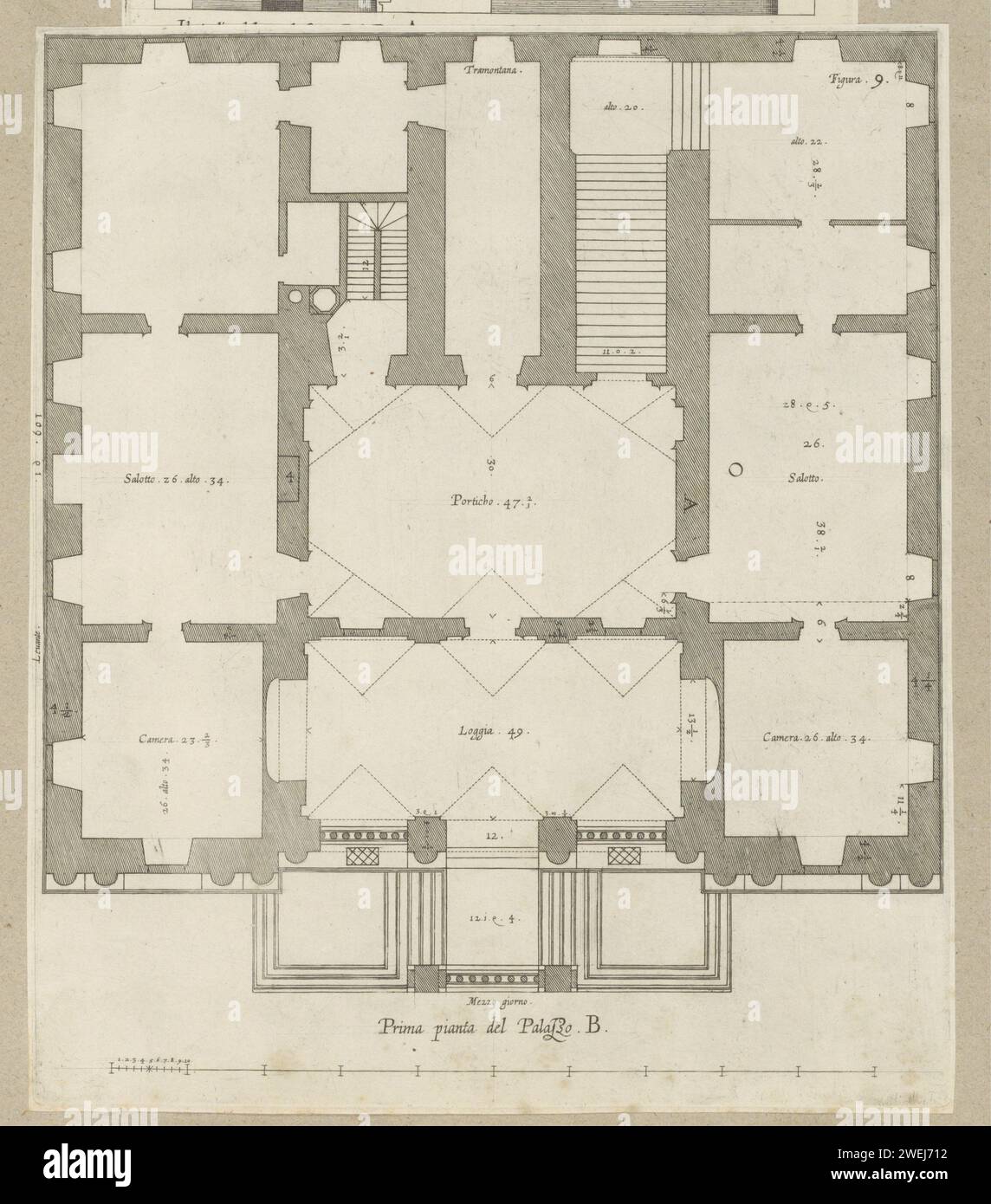 Map of the ground floor of the Villa Giustiniani-Cambiasso in Genoa ...