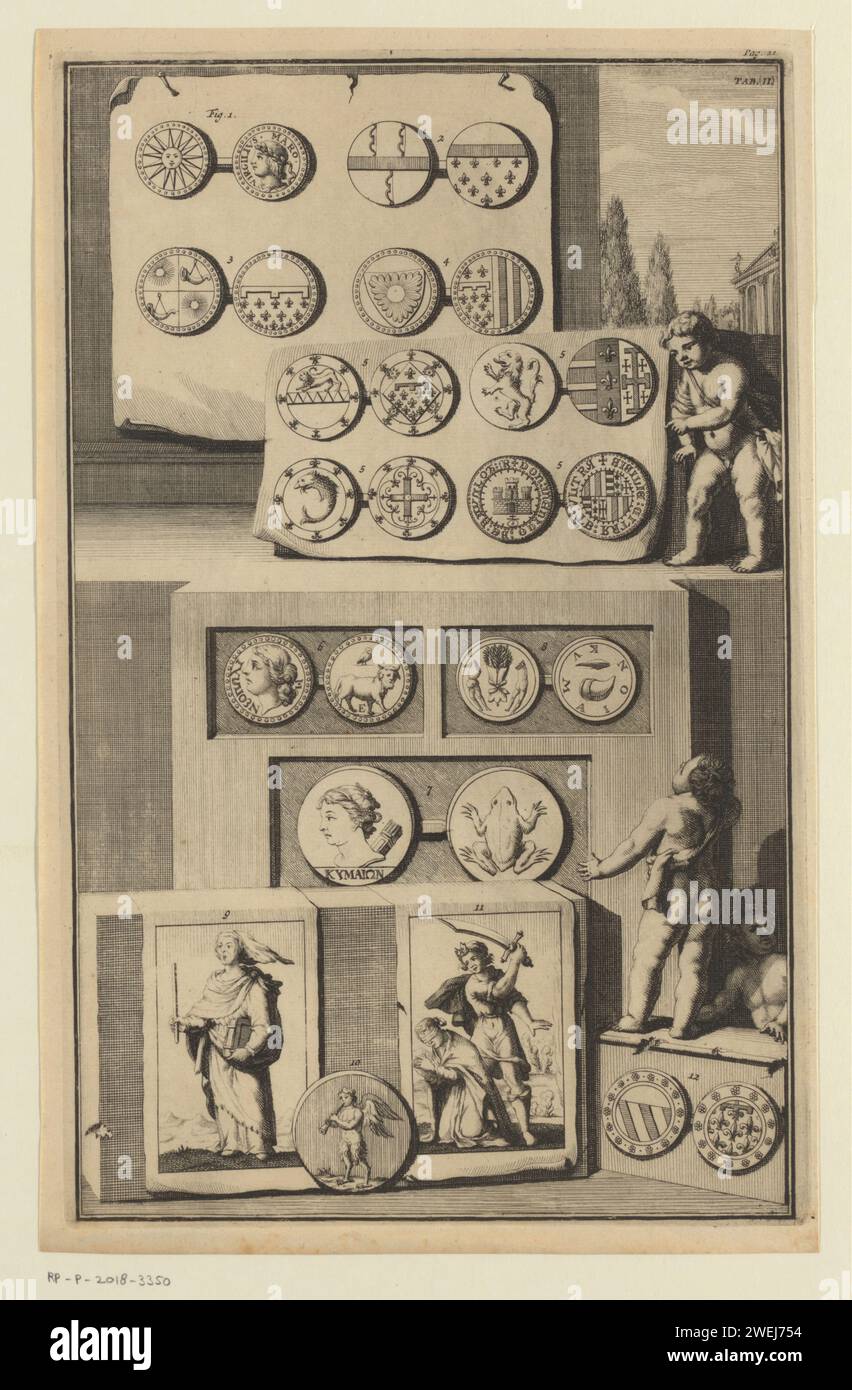 Composition with coins and reliefs, possibly with coats of arms and ...