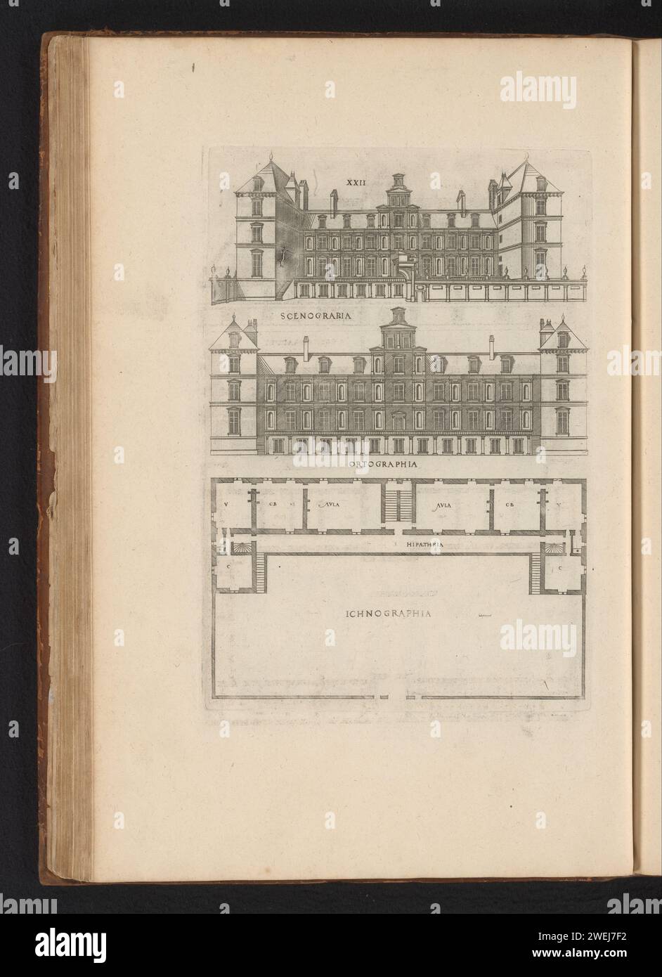 Front and rear facade and map, Jacques Androuet, 1559 Front and rear ...