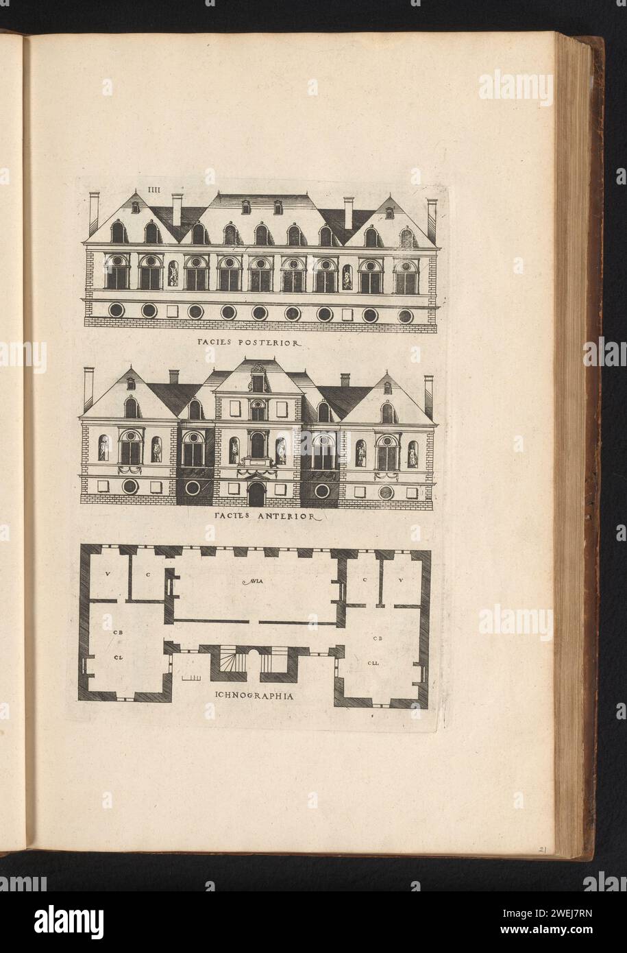 Front and rear facade and map, Jacques Androuet, 1559 Front and rear ...