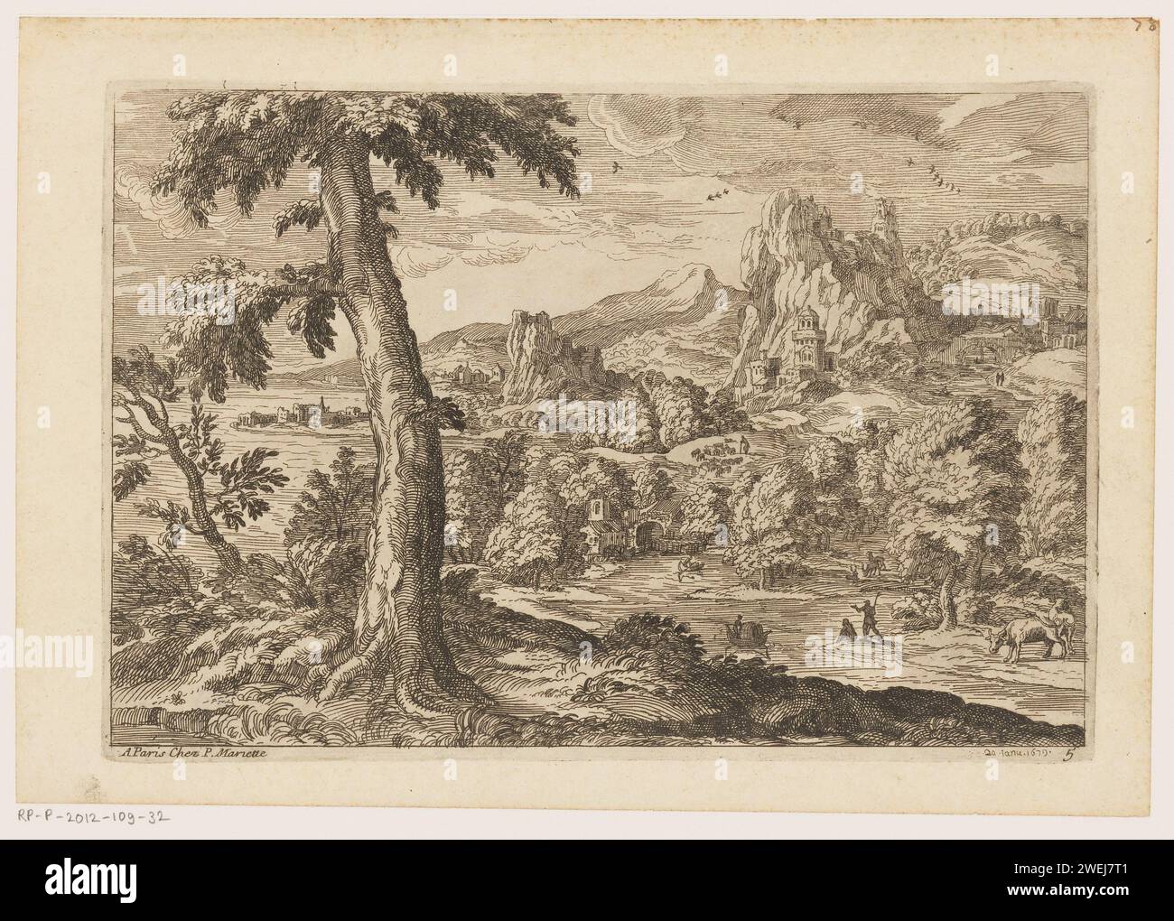 Landscape with figures along a river, Moise Jean Baptiste Fouard, After ...
