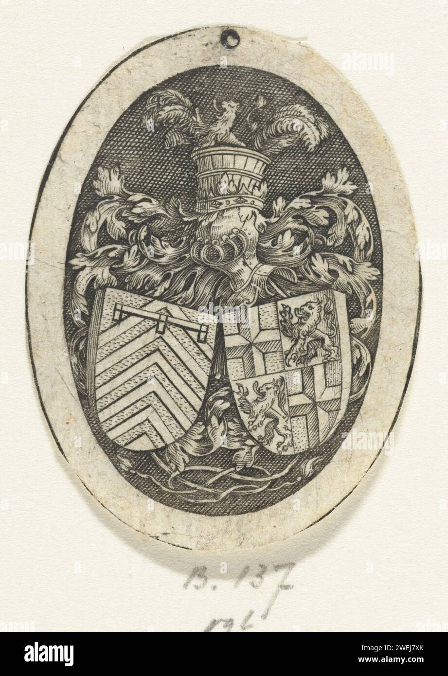 Coat of arms of the Van Schooten and Van Egmond families, 1579 print ...