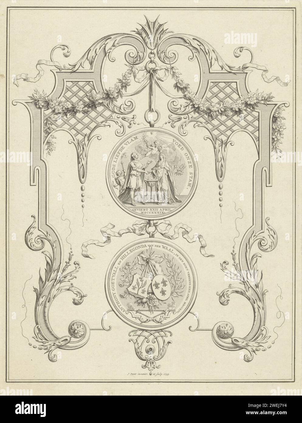 Decorative show with medal, 1739 print Decorative show with the medal ...