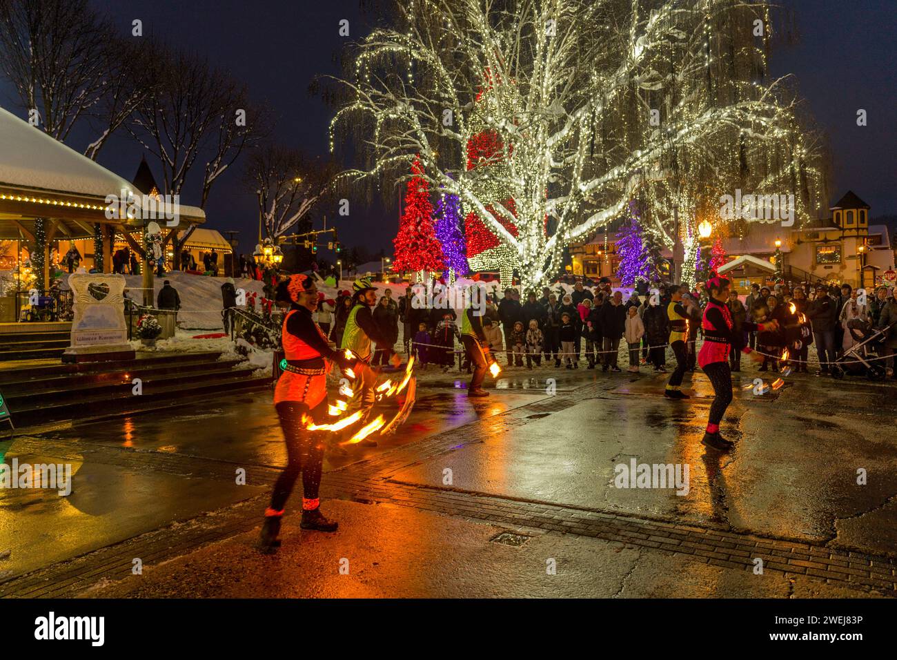 A fire dance performance of Cirque Cadia, a troupe of circus artists ...