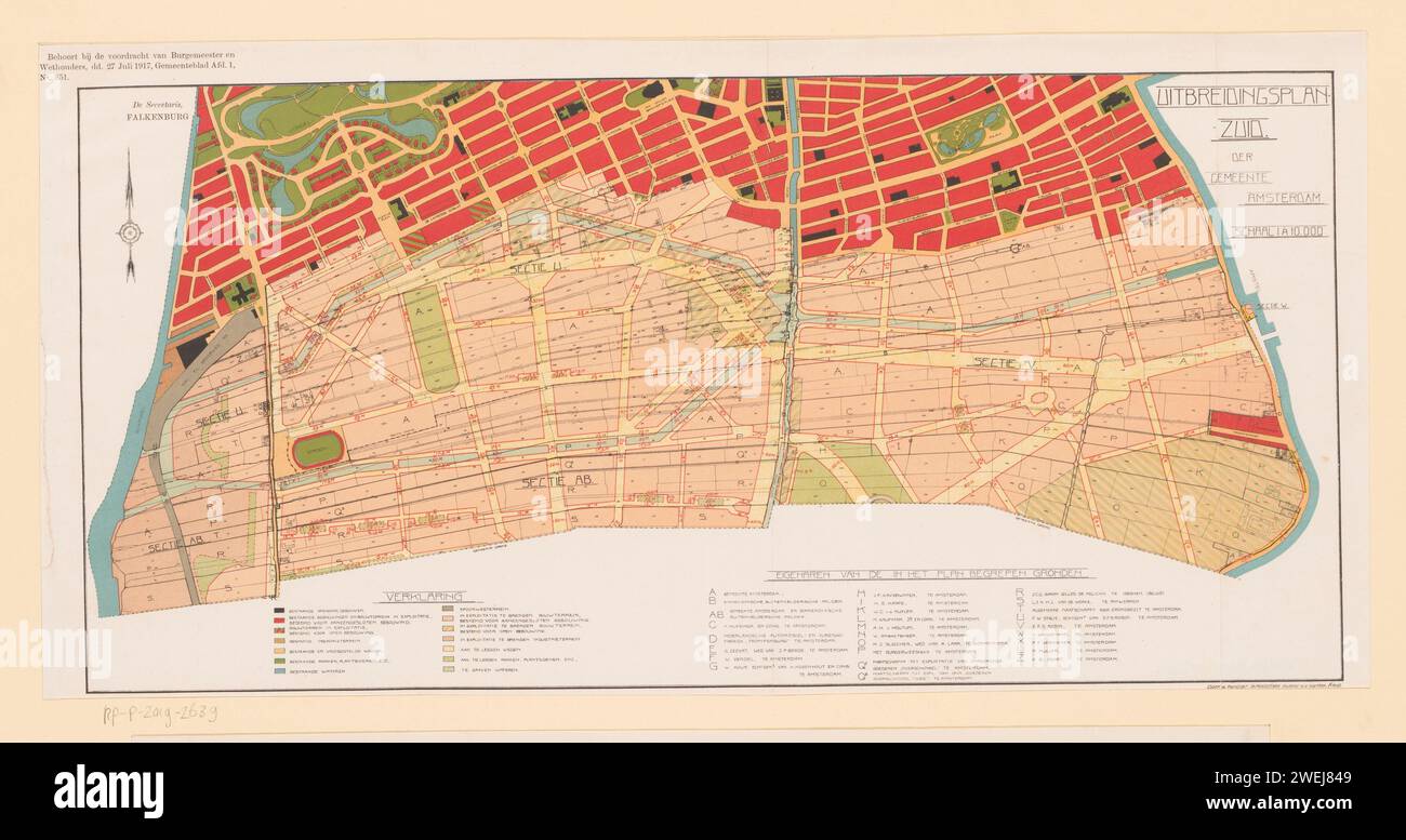 Reproduction of a map of a part of the Pijp and the Rivierenbuurt in ...