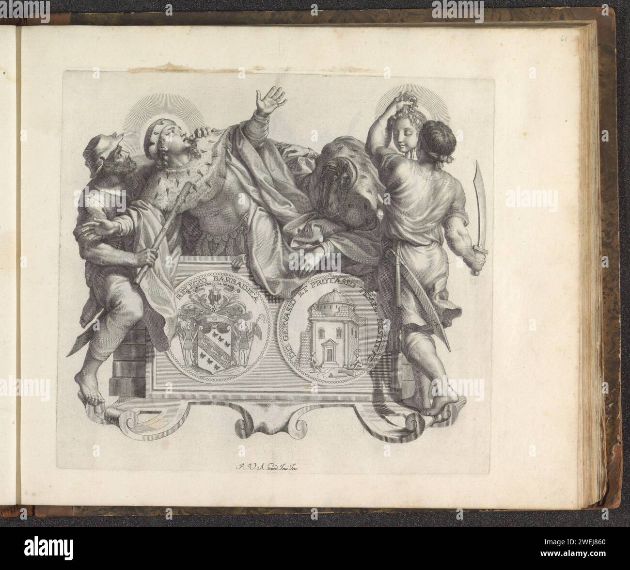 Coat of arms of the Barbarigo family and the death of Saints Gervasius ...