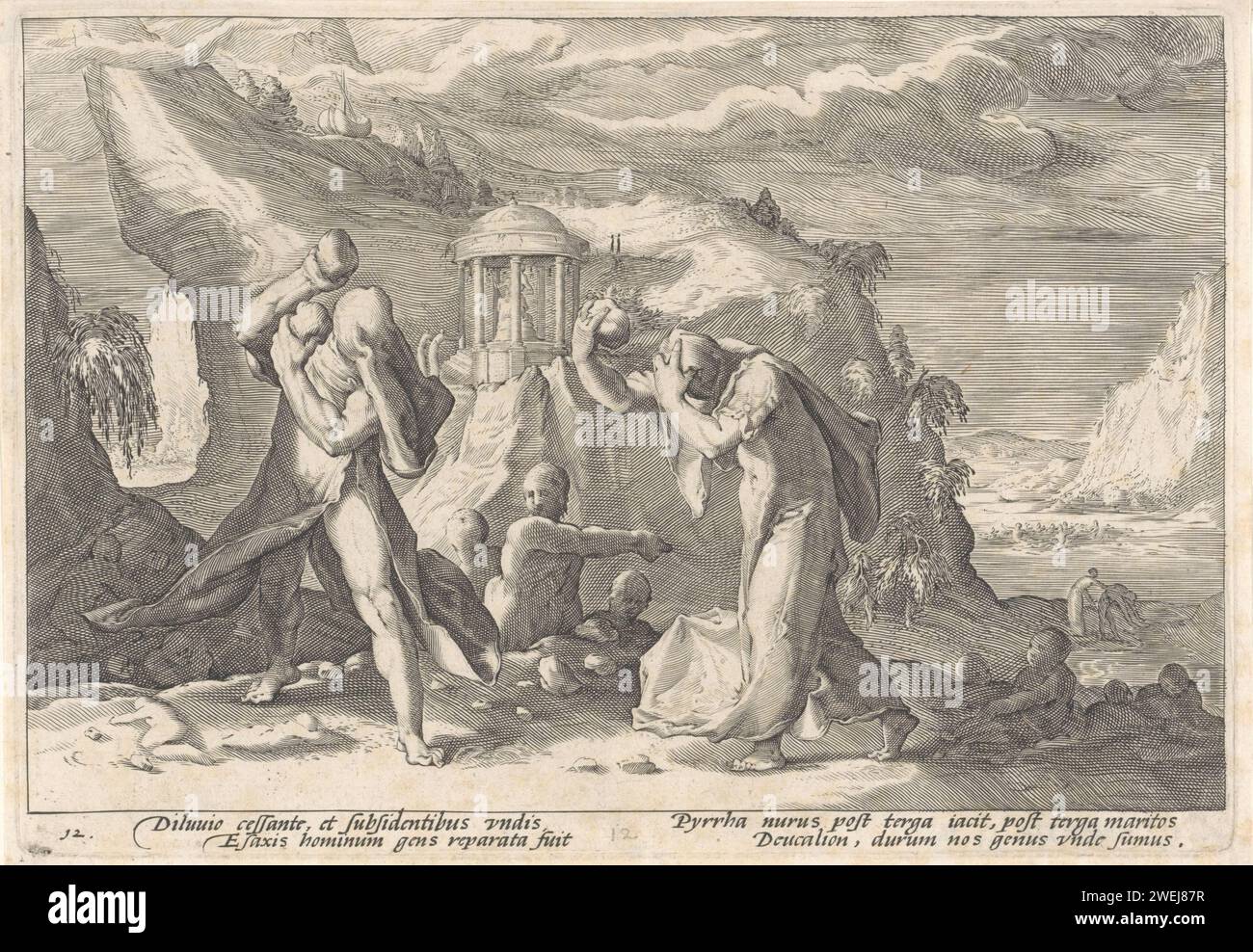 Deucalion and Pyrrha create a new human breed, 1589 print Deucalion and ...