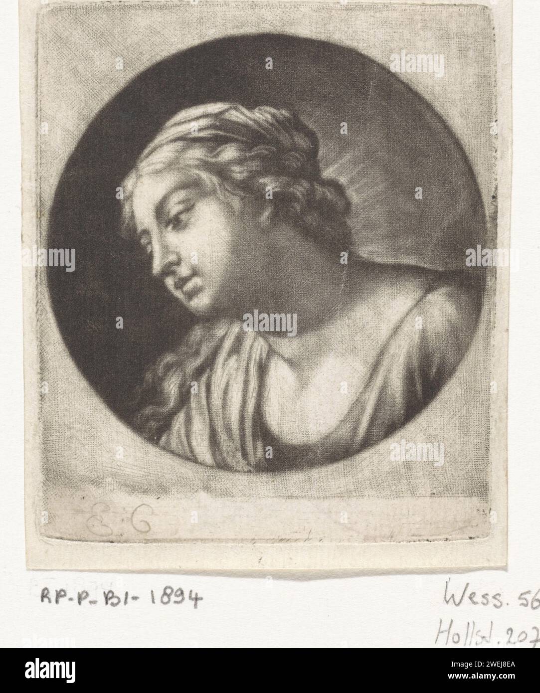Buste van Maria, Abraham BLOTELING, 1652 - 1690 print paper engraving ...