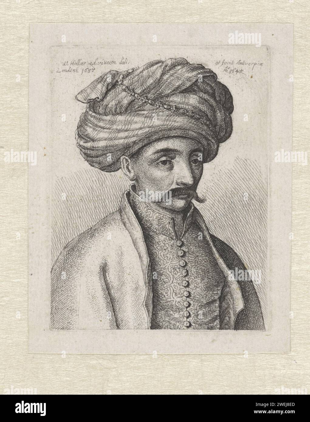 Portrait of a Turkish man with mustache and turban, Wenceslaus Hollar ...