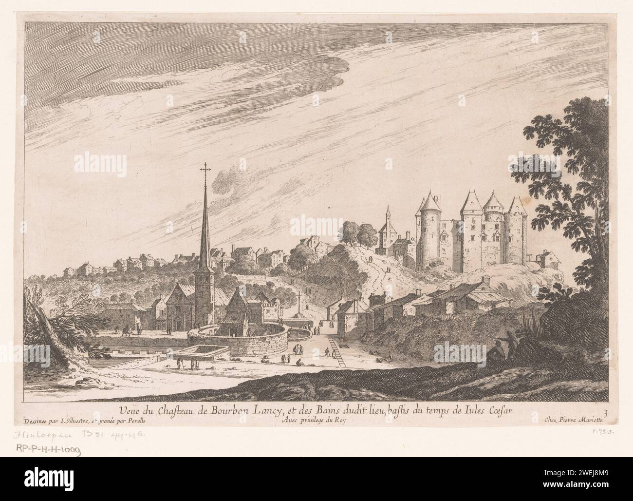 View of the Castle and the baths of Bourbon -Lancy, Nicolas Perelle ...