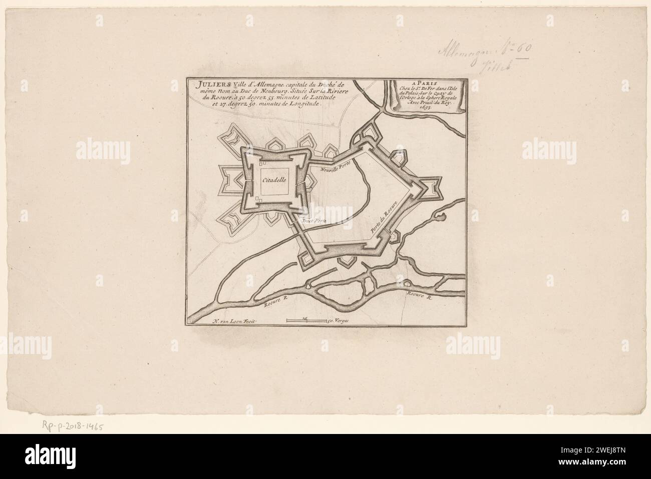 Fortress map of Gulik, Harmanus van Loon, 1690 - 1700 print paper ...