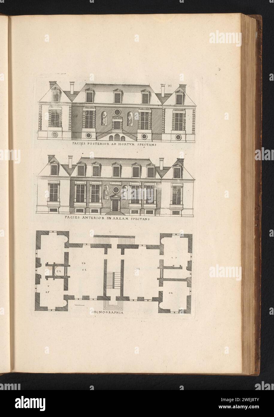 Front and rear facade and map, Jacques Androuet, 1559 Front and rear ...