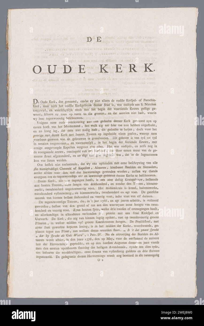 Description of the Oude Kerk in Amsterdam, Anonymous, 1783 text sheet ...