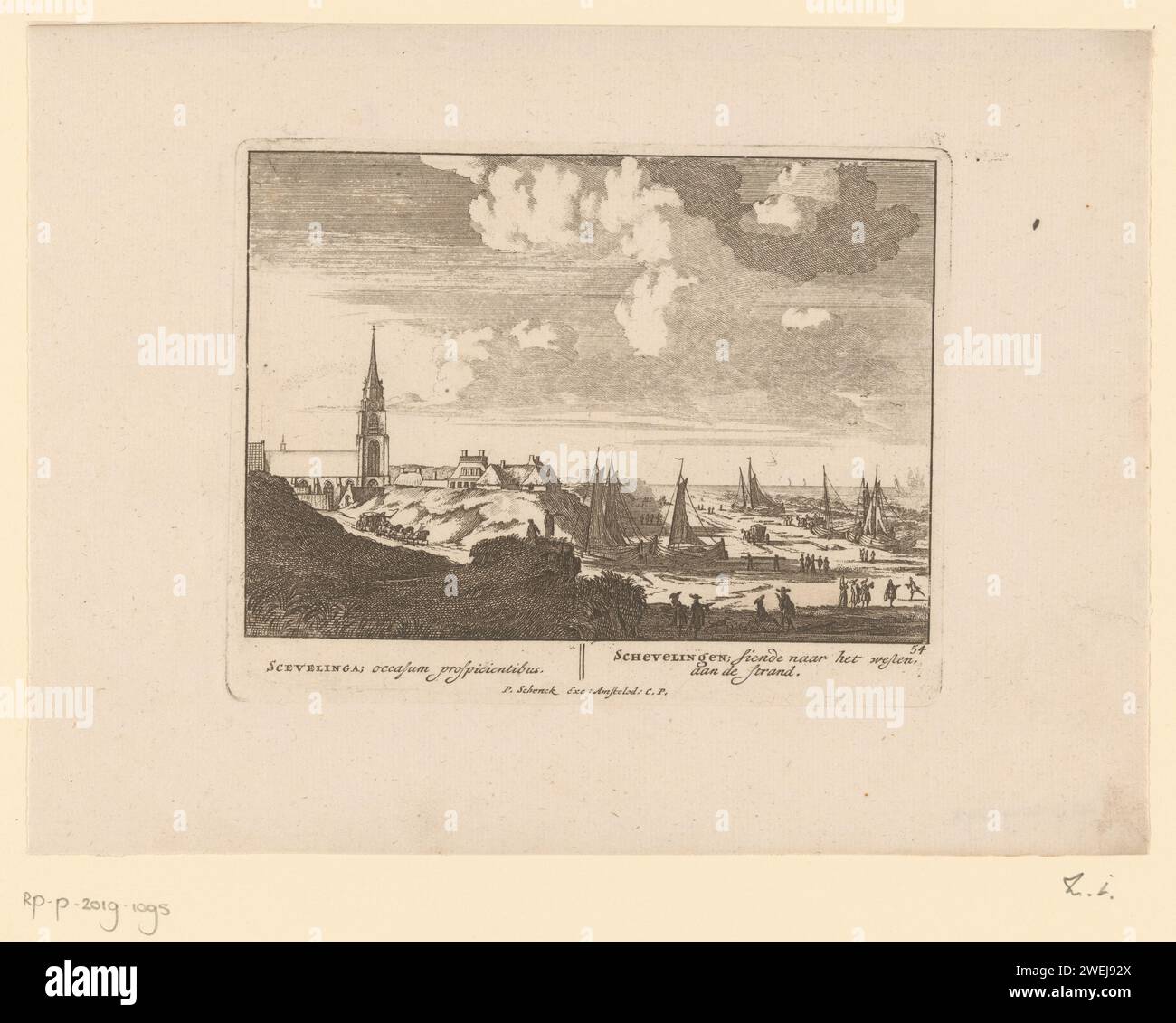 View of the beach at Scheveningen, Jan van Call (I), c. 1700 print ...