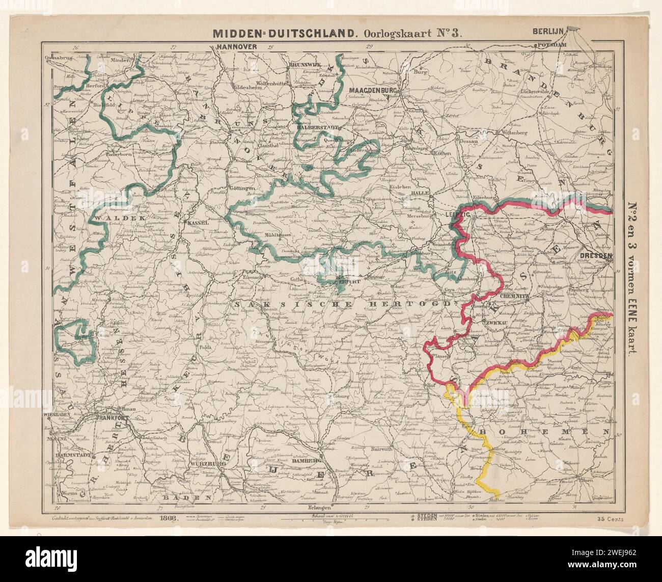 Map of Central Germany, Anonymous, 1866 print Numbered at the top right ...