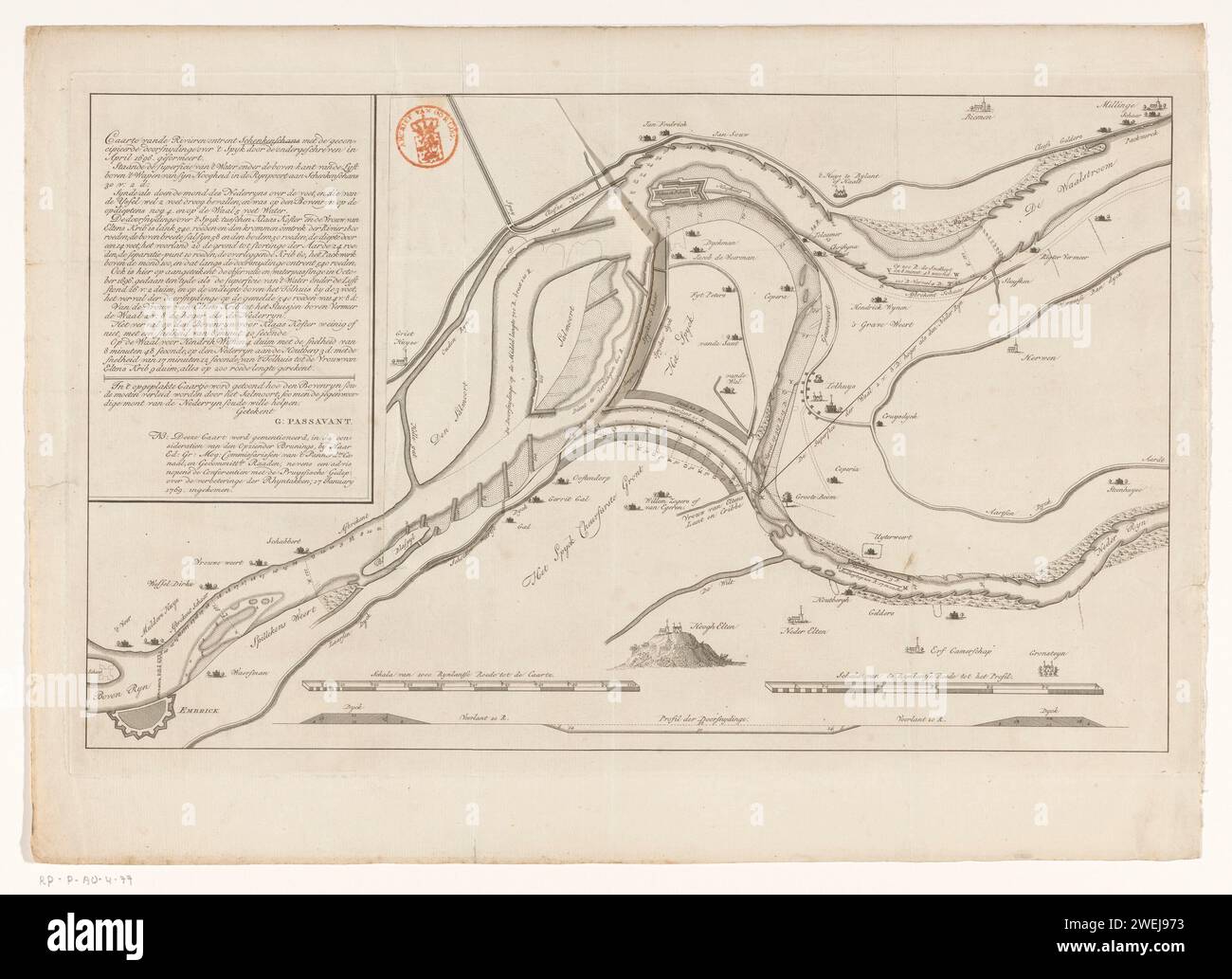 Map of the Boven-Rijn near Schenschans, Anonymous, in or after 1769 ...