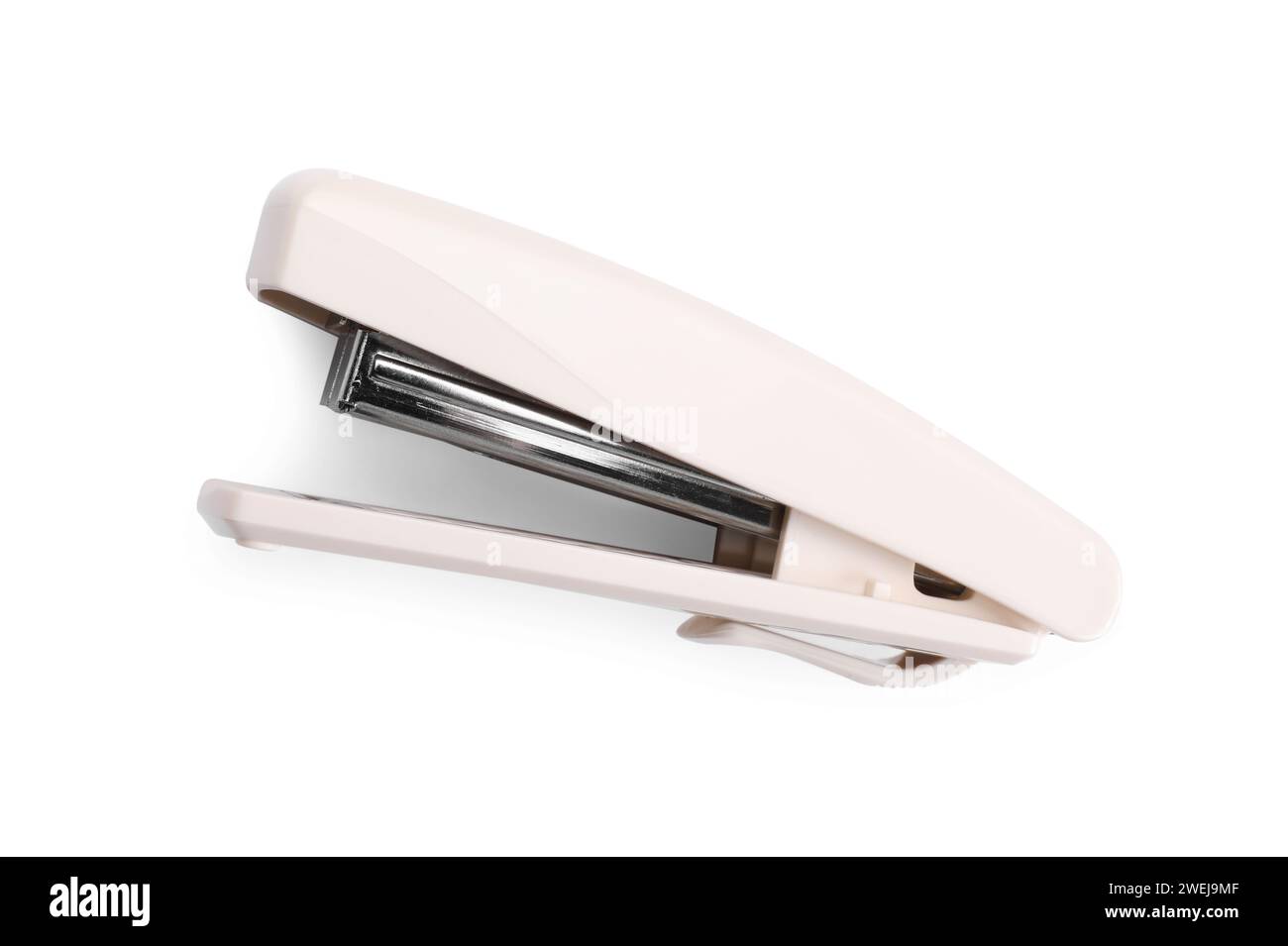 One beige stapler isolated on white, top view Stock Photo - Alamy