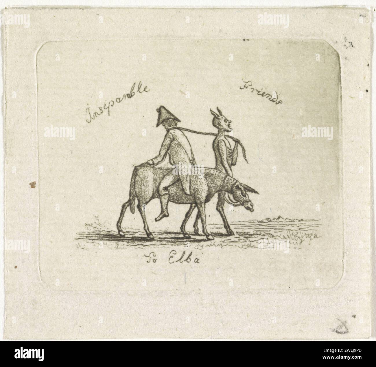 Devil brings Napoleon to Elba, 1814, Anonymous, 1814 print Cartoon on ...