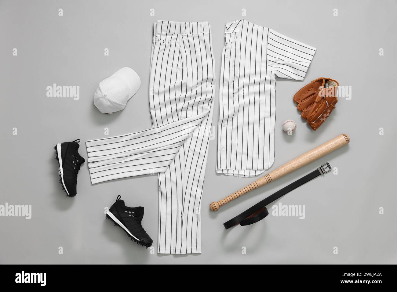 Flat lay composition with baseball uniform on white background Stock ...