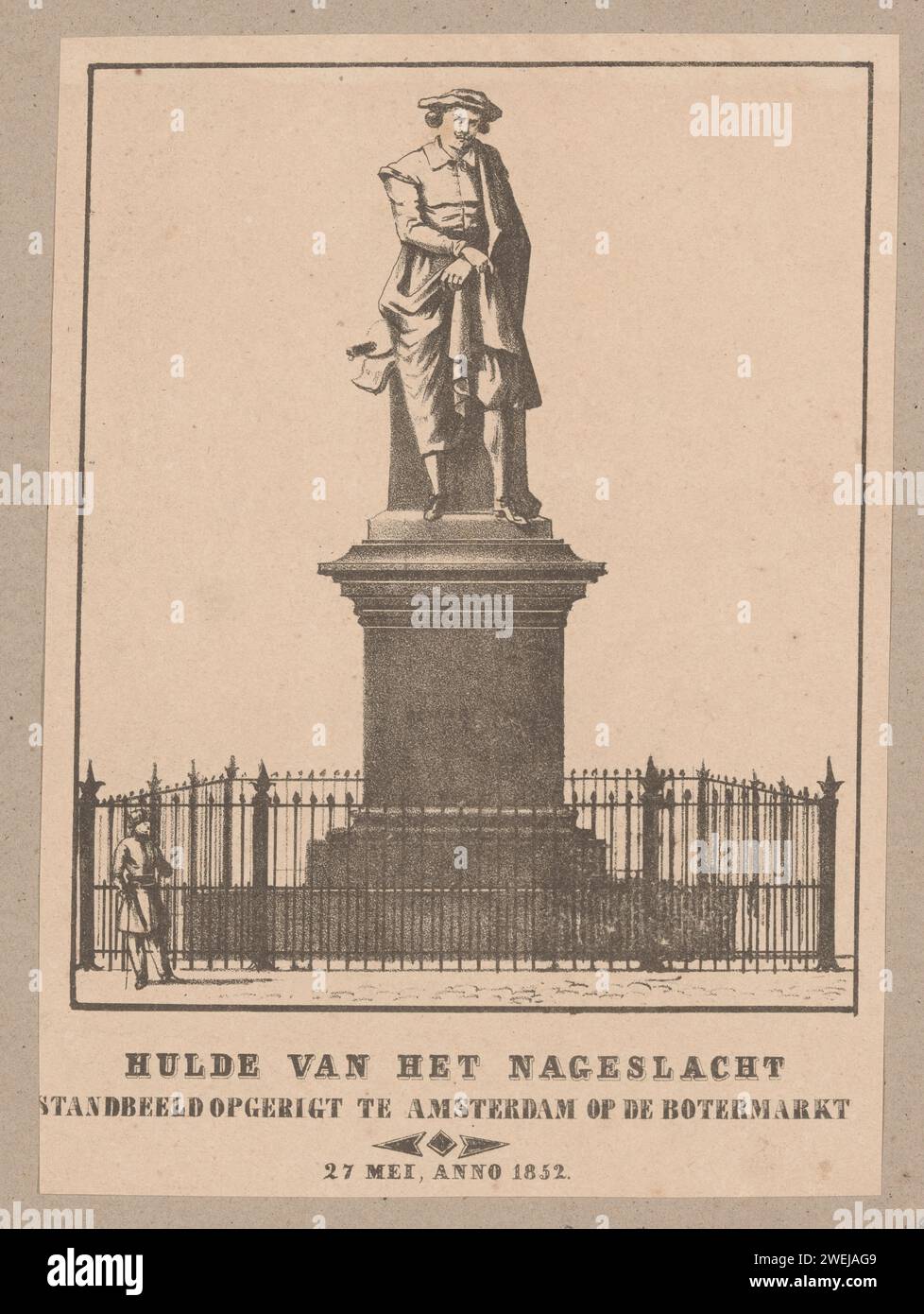 Statue of Rembrandt on Rembrandtplein, Anonymous, After Louis Royer ...