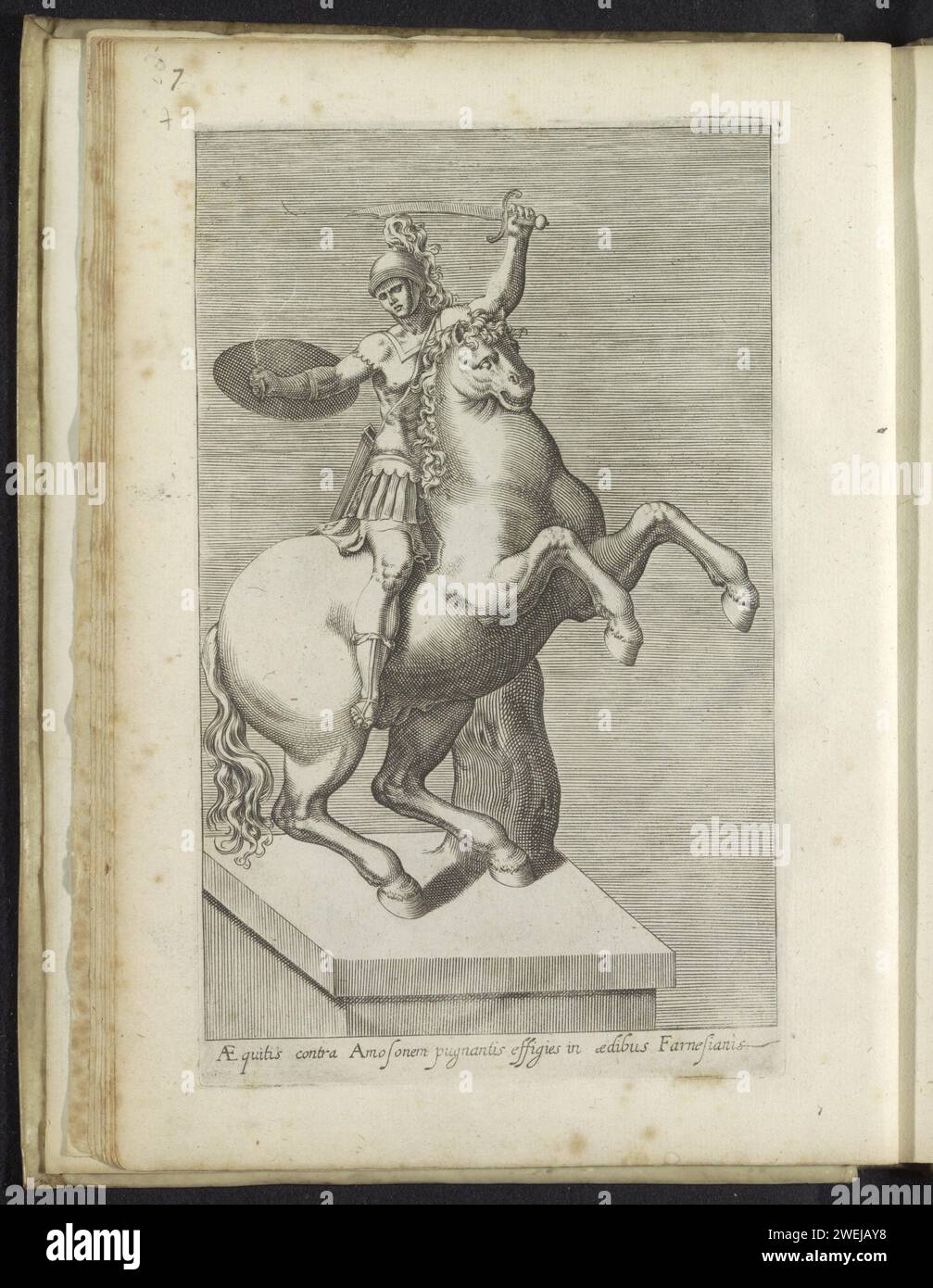 Sculpture of a Roman soldier on horseback, Anonymous, 1584 print ...