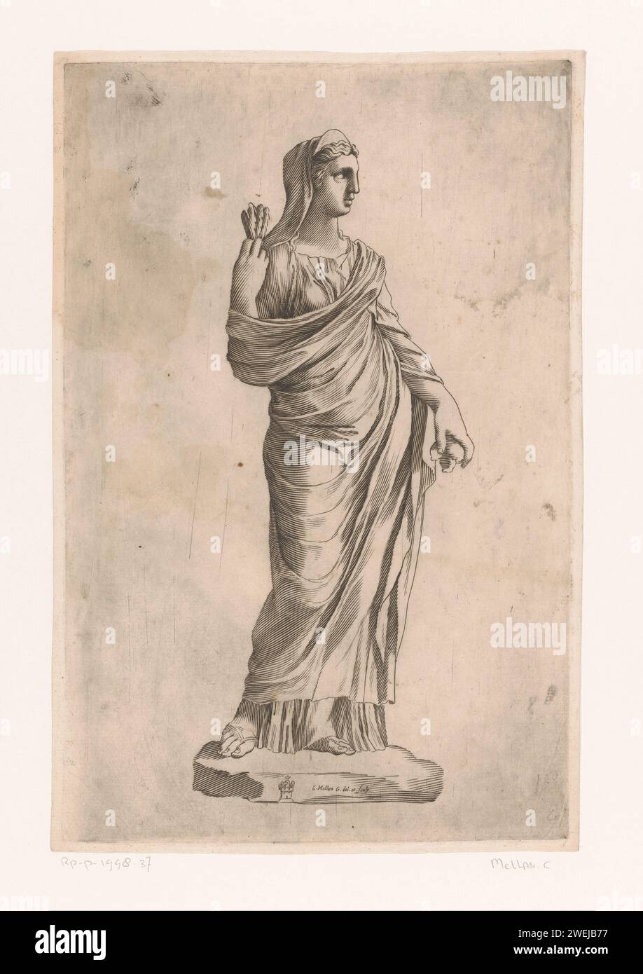 Statue of Ceres, Claude Mellan, 1636 - 1637 print paper engraving piece ...