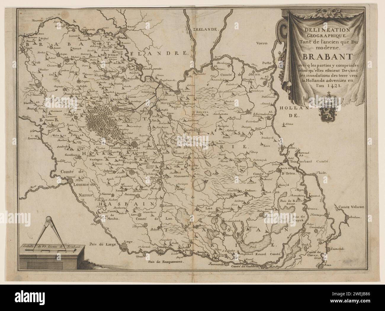 Historical map of the Duchy of Brabant, Anonymous, 1724 print ...