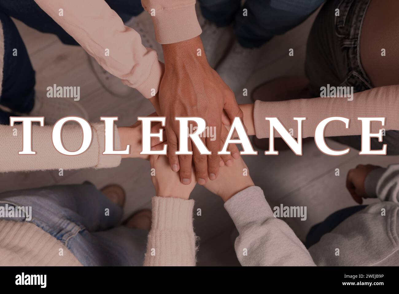 Tolerance, support and cooperation concept. Group of multiracial people ...