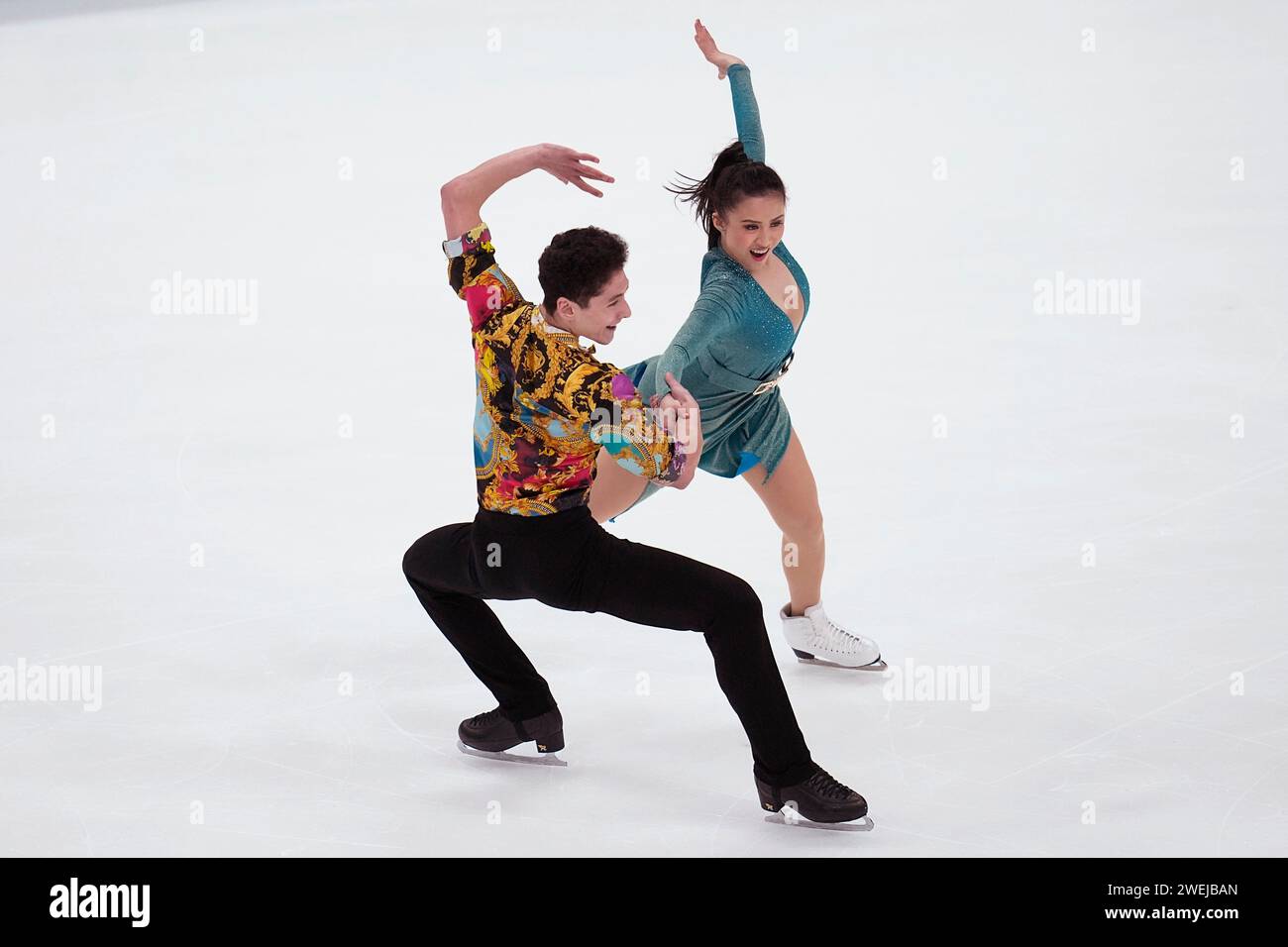 Angela Ling and Caleb Wein compete during the rhythm dance program at ...