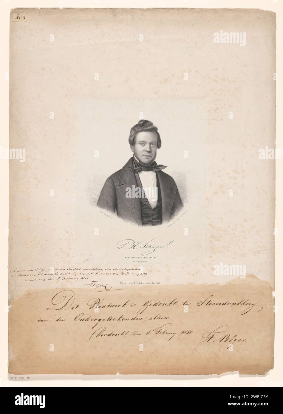 Portrait of Pieter Suringar, Leonard de Koningh, 1851 print Under the ...