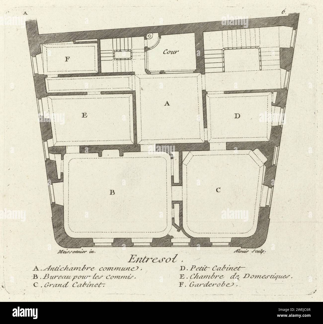 Map of the Entresol of the House of Léon Berthous in Bayonne, Allouis ...
