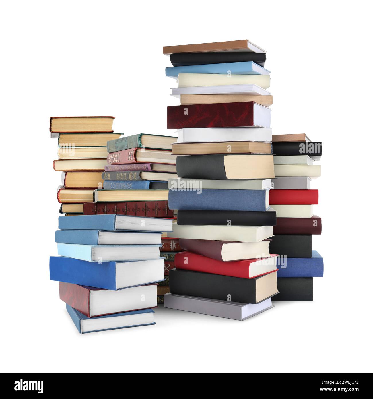 Stacks of different books isolated on white Stock Photo - Alamy