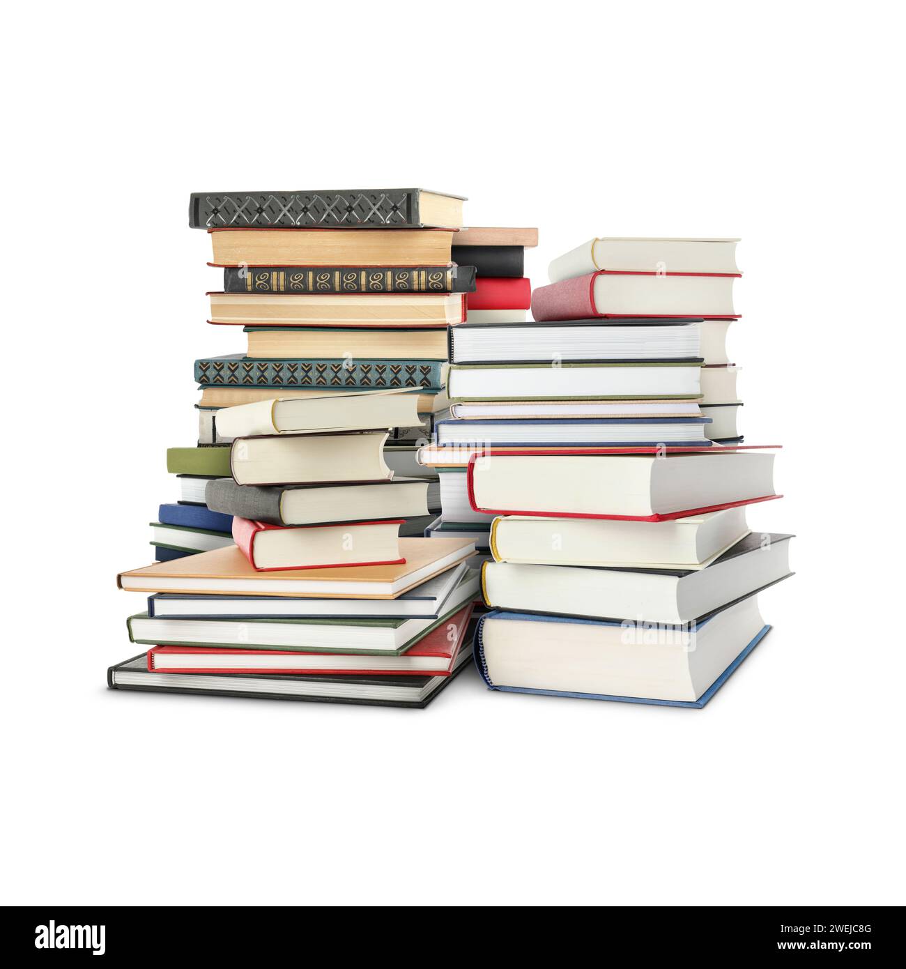 Stacks of different books isolated on white Stock Photo - Alamy