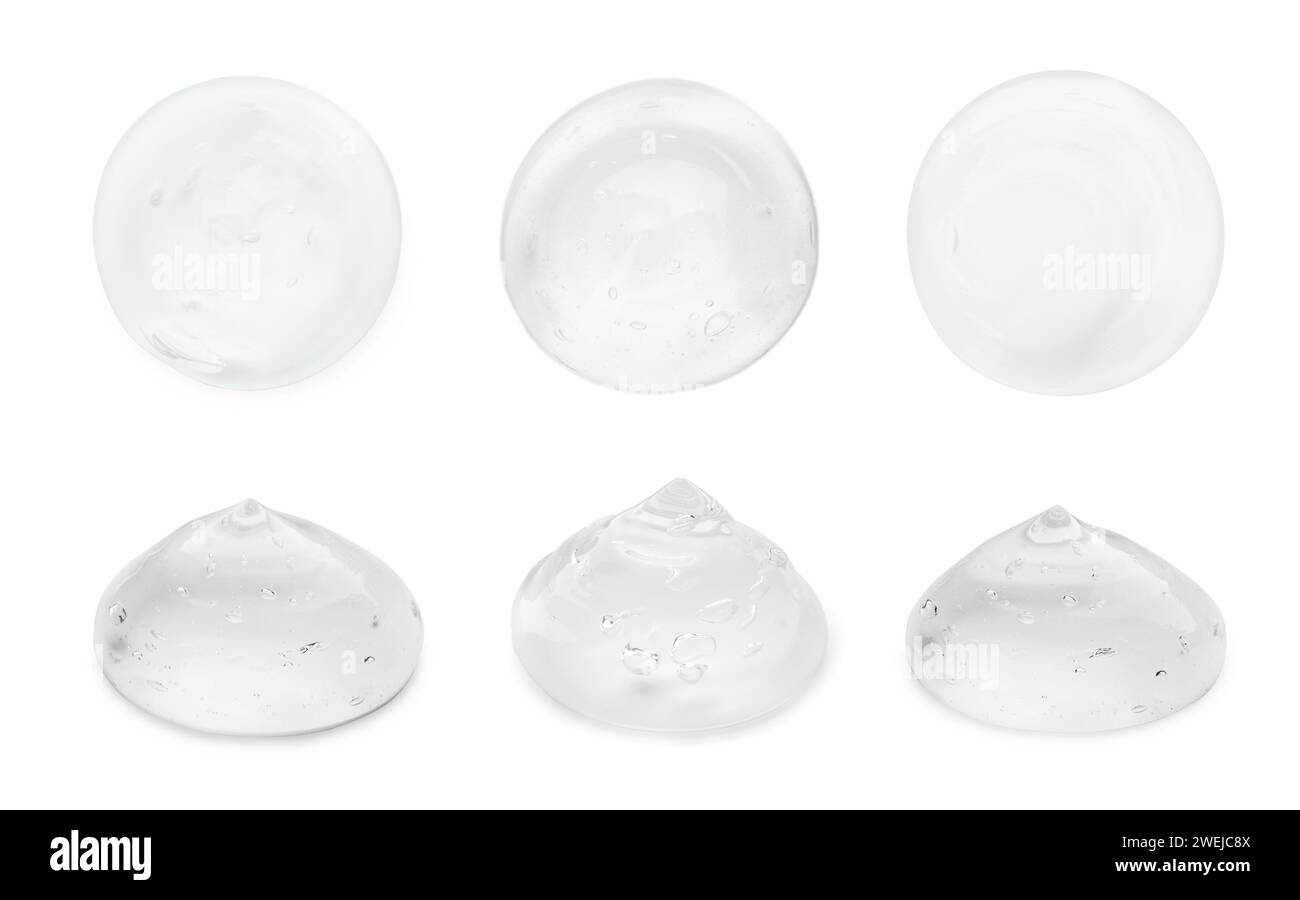 Samples of cosmetic gel isolated on white, set Stock Photo - Alamy