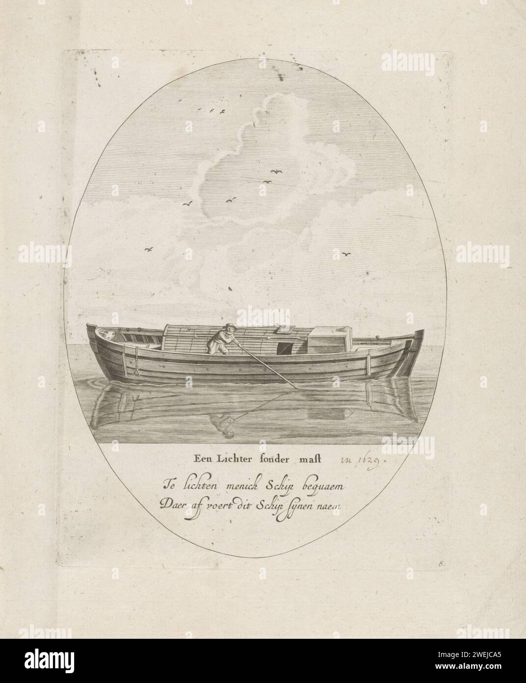 Lighter without Mast, Dirk Eversen Lons, 1629 print A lighter without a ...