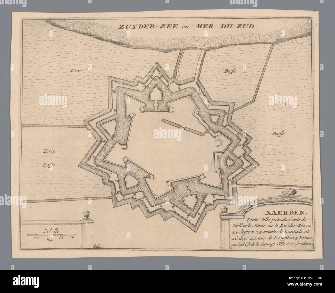 Fortress map of Naarden, Anonymous, 1690 - 1697 print paper etching ...