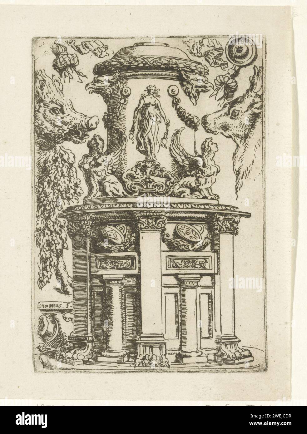 Round pedestal in the form of a tempietto or burial monument, c. 1600 ...