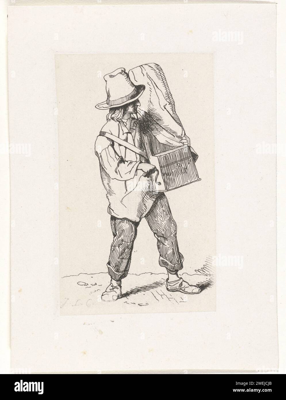 Street musician with barrel organ, 1825 - 1882 print A street musician ...