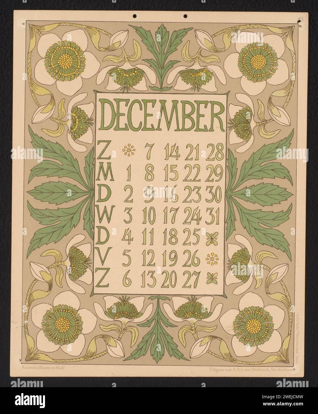 Calendar magazine for December 1902 with Christmas rose, brothers ...