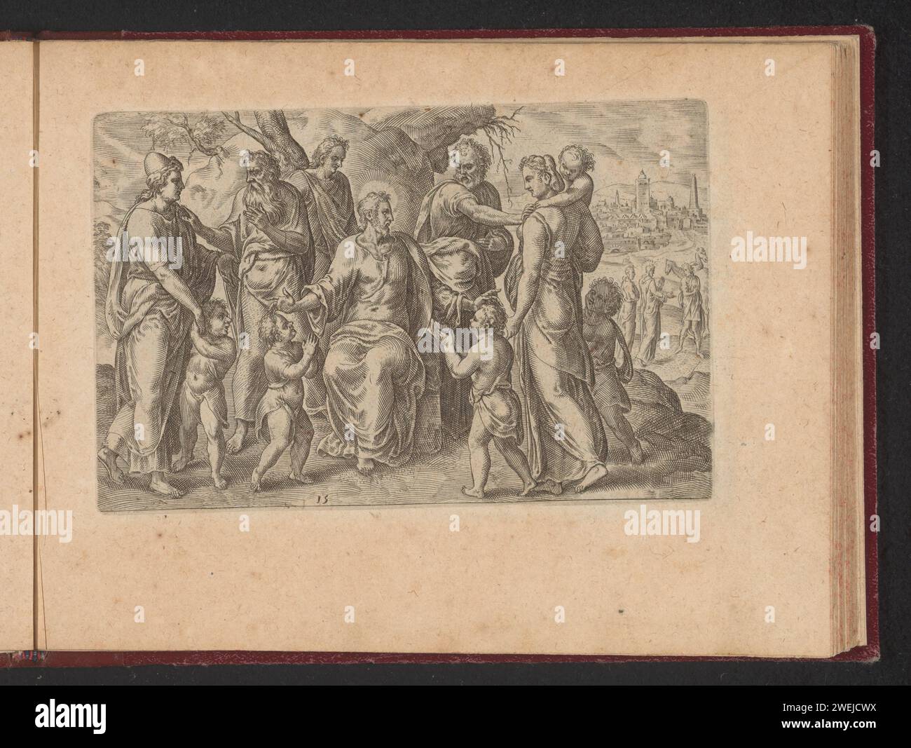 Christ blessing children mothers apostles religious art bible matthew ...