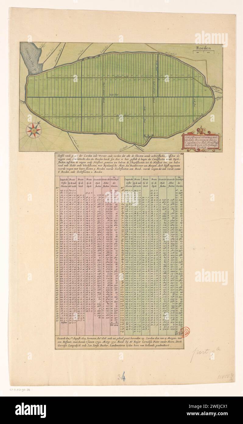 Map and Table With the Wormer plots, Anonymous, 1626 - Before 1638 ...