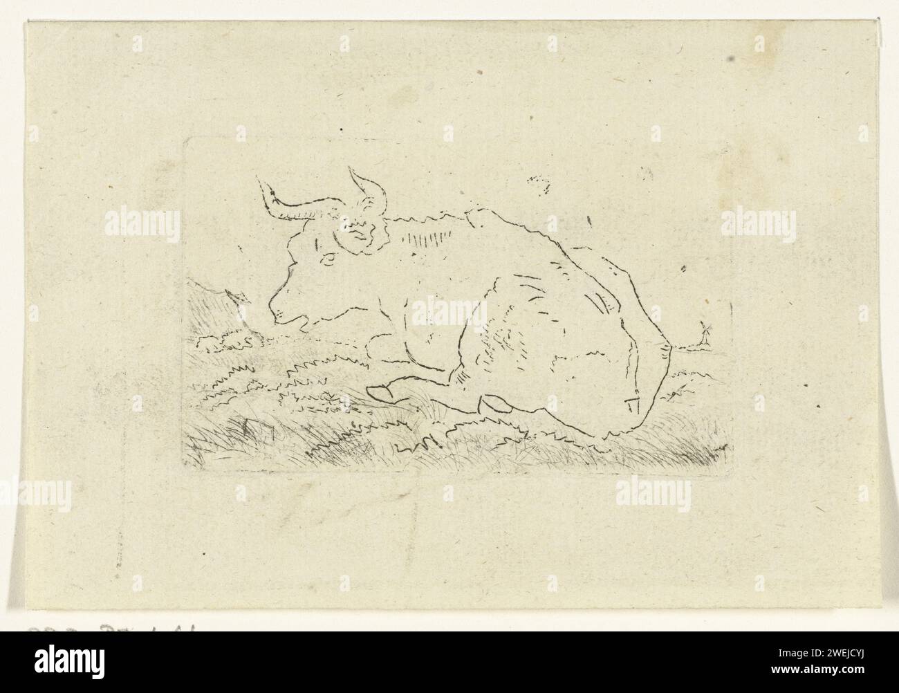 Lying cow, Ernst Willem Jan Bagelaar, 1798 - 1837 print paper etching ...