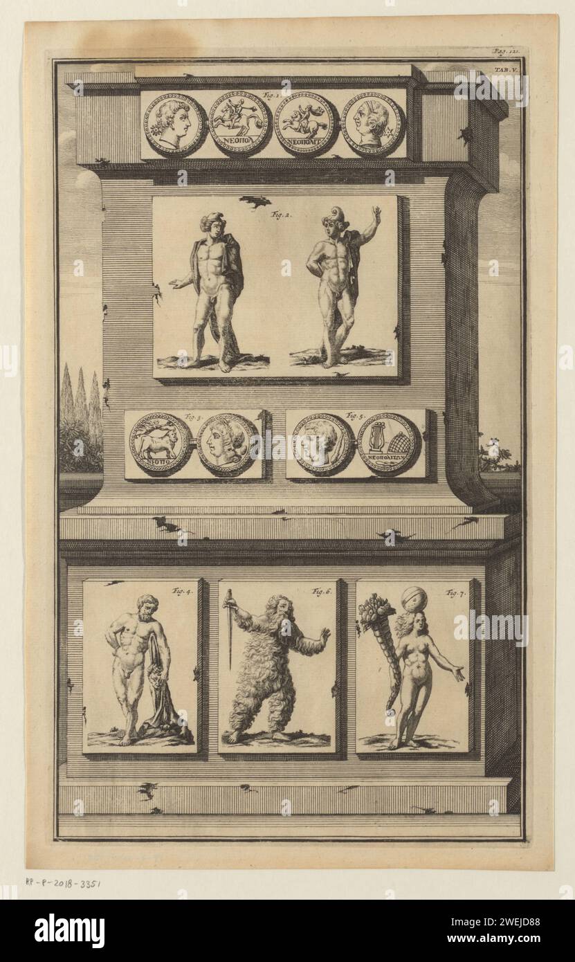 Composition with architectural element with medallions and reliefs with ...