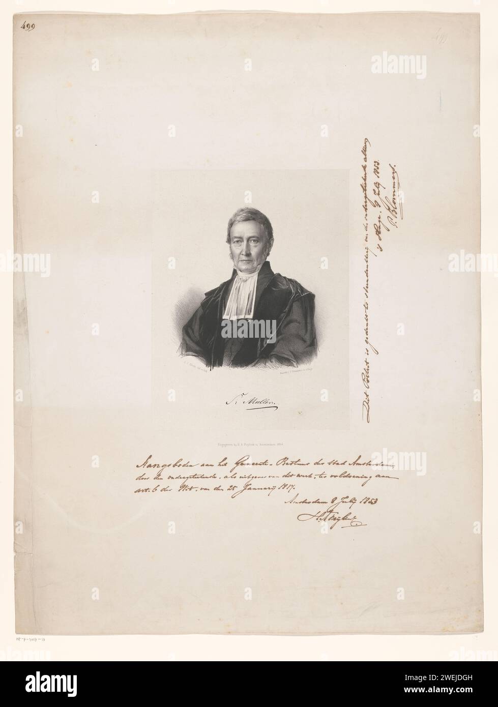 Portrait of Samuel Muller, Adrianus Johannes Ehnle, 1853 print The ...