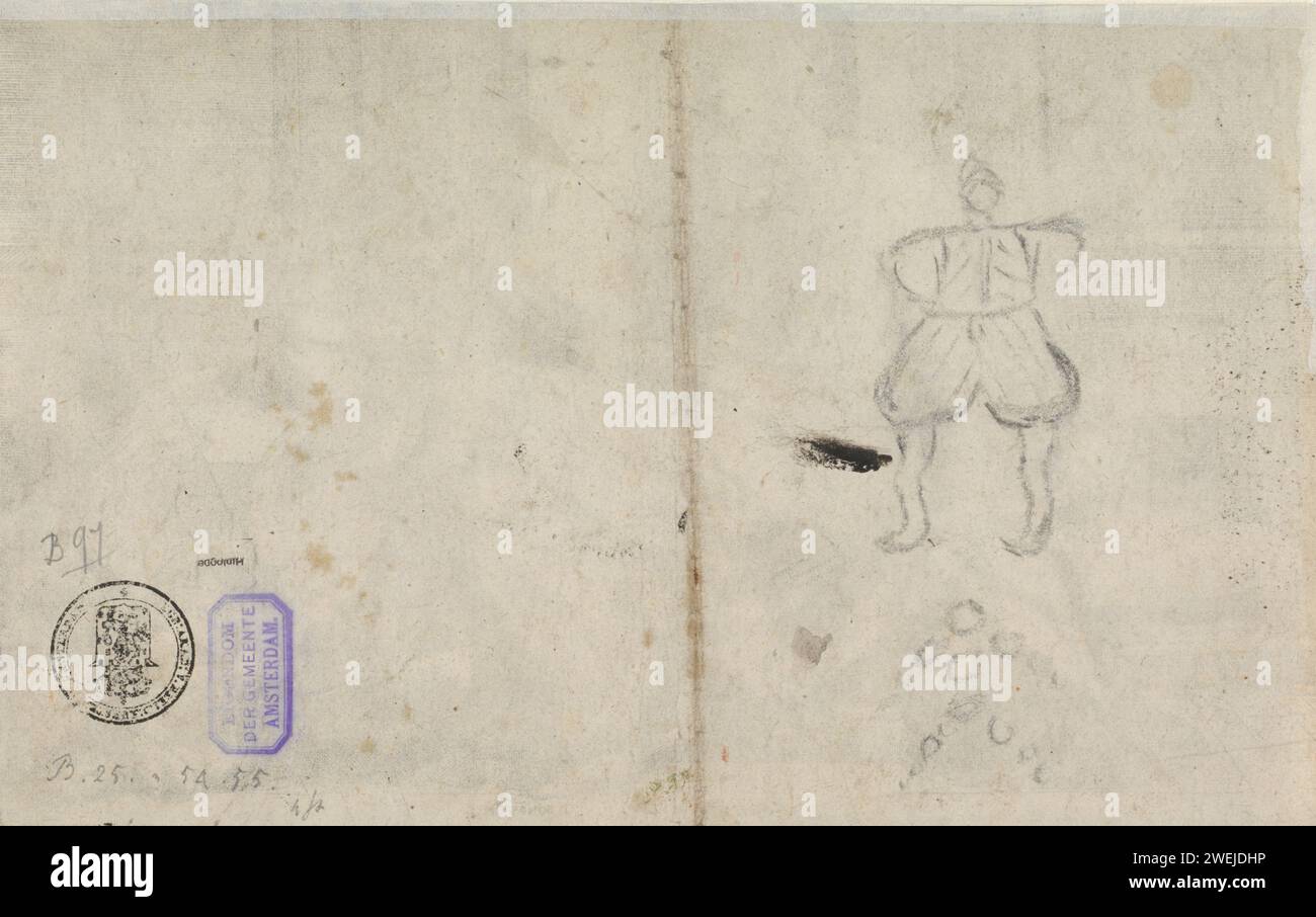 Figure, 1501 - 1580 drawing A figure with hat and puff pants. pencil ...