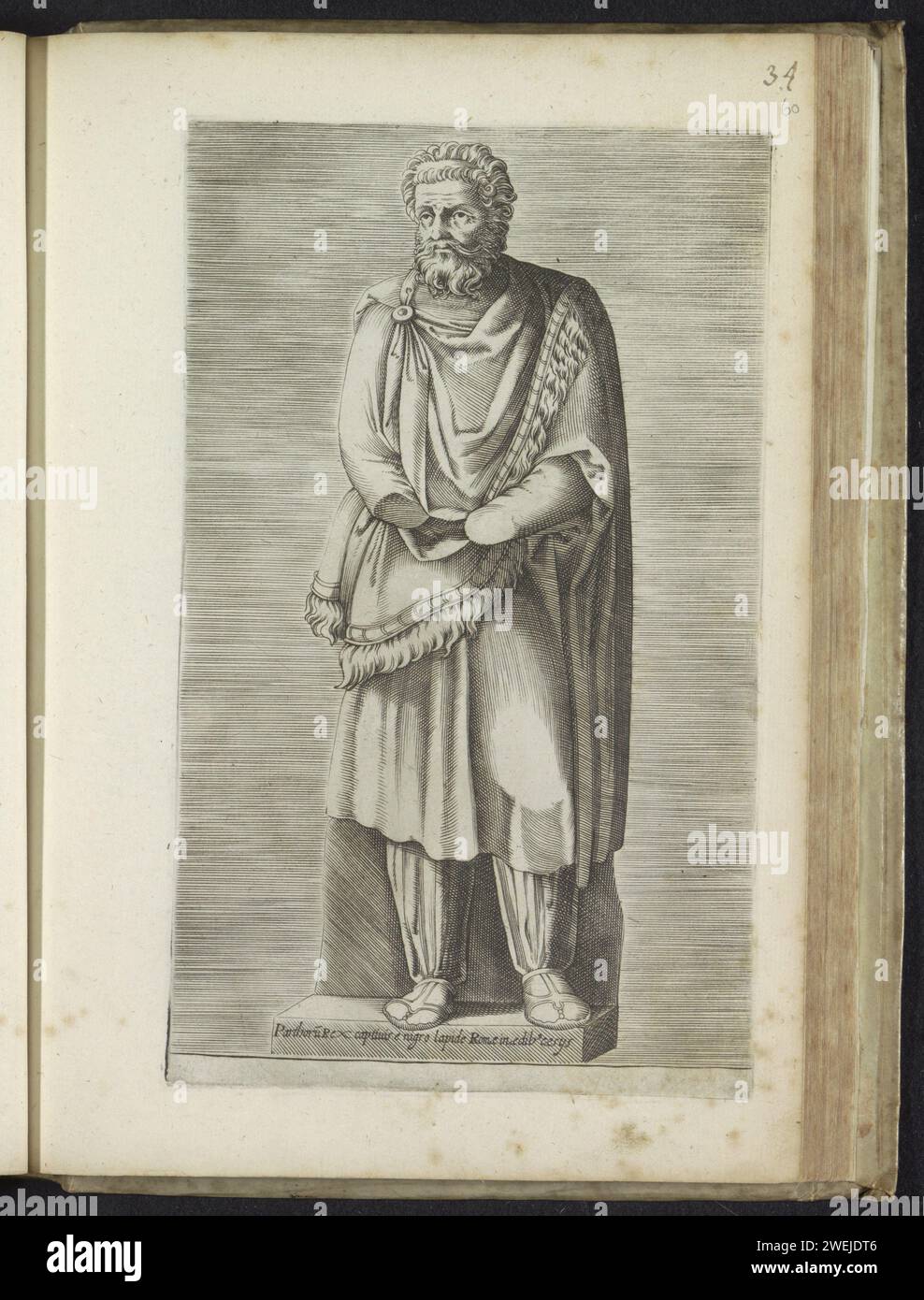 Sculpture of a captured king, Anonymous, 1584 print Caption in Latin on ...