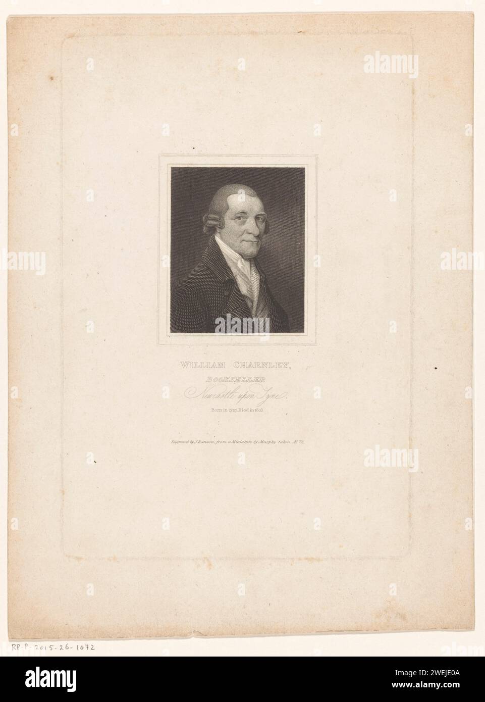 Portret van William Charnley, boekhandelaar te Newcastle upon Tyne ...