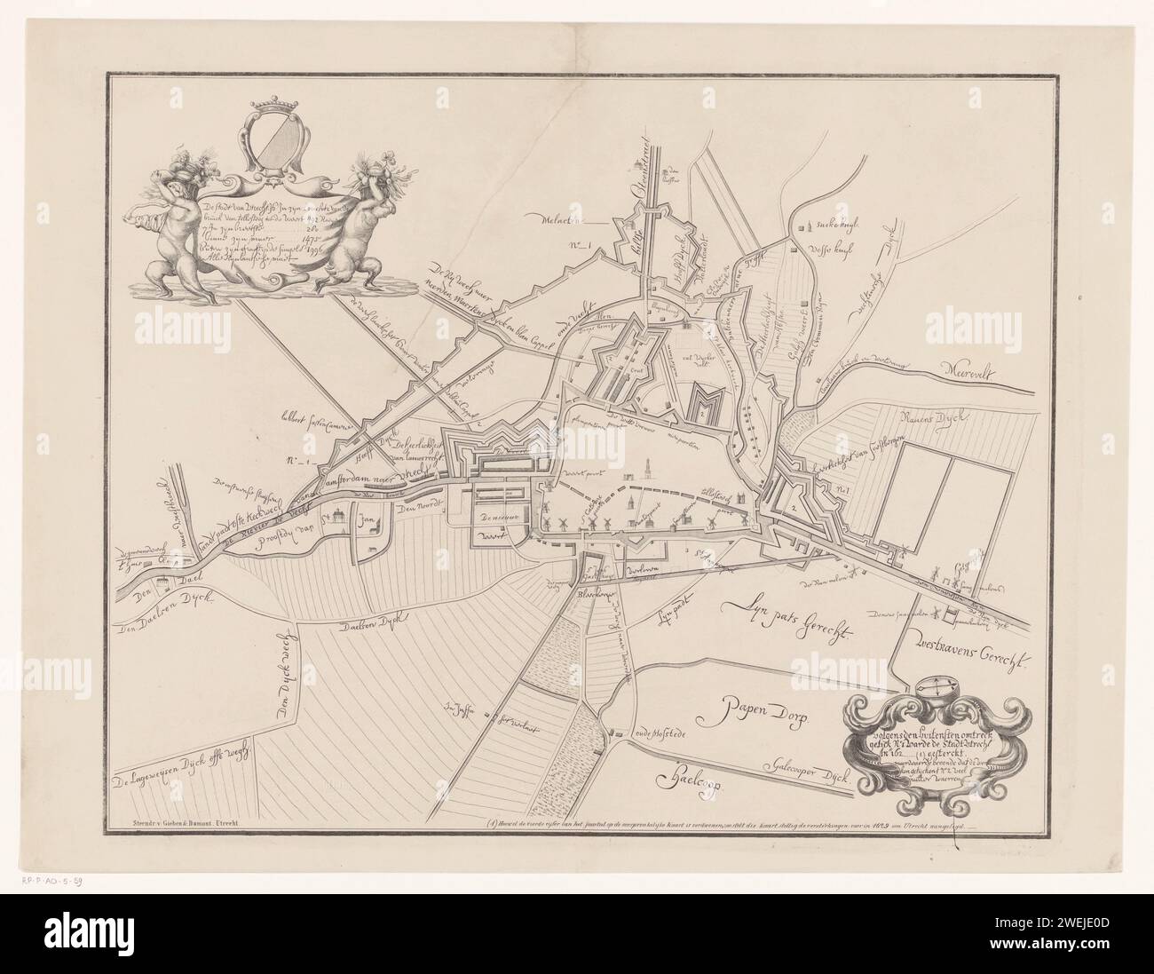 Map of the city of Utrecht and Fortifications, Anonymous, 1856 print ...