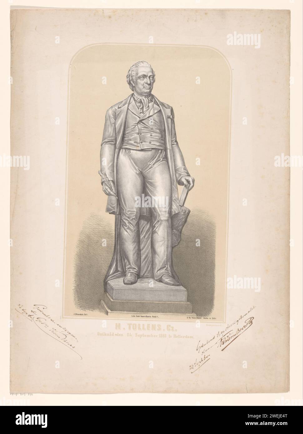 Statue of Hendrik Tollens, Sebastiaan Theodorus Voorn Boers, 1860 print ...