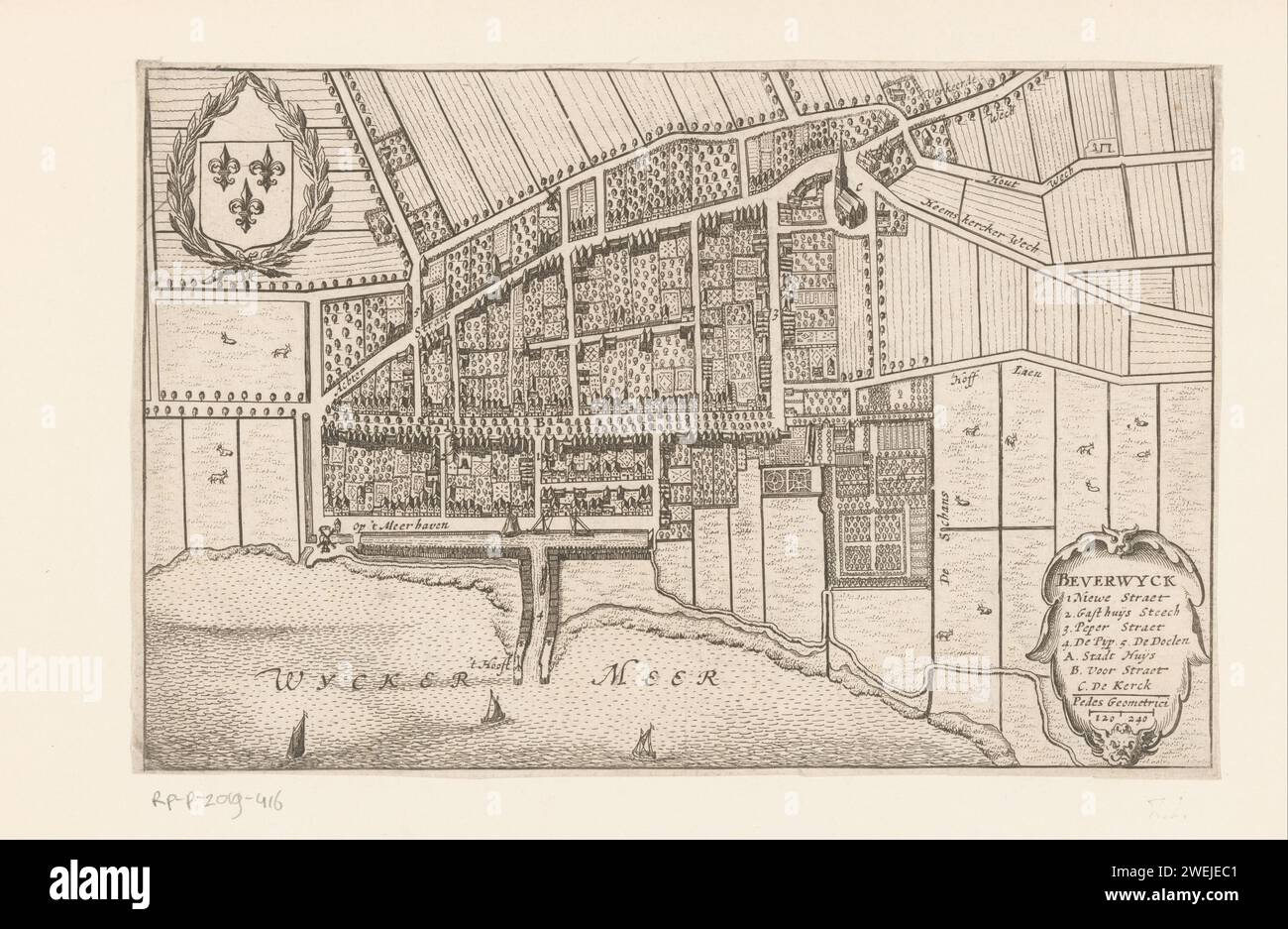 Map of Beverwijk, Anonymous, 1632 - 1652 print Map in a nutshell ...